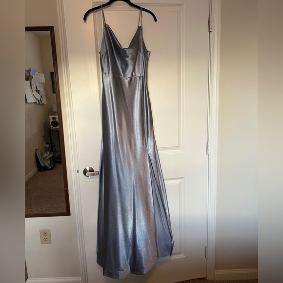 Birdy Grey | Dresses | Birdy Grey Blue Satin Bridesmaid Dress | Poshmark